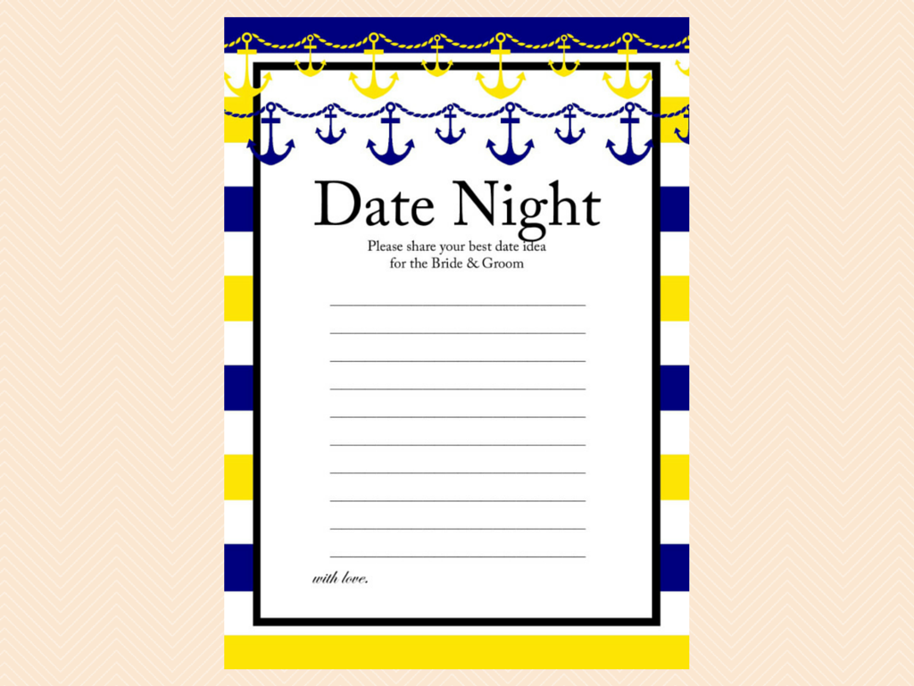 Yellow Navy Nautical Bridal Shower Games Magical Printable