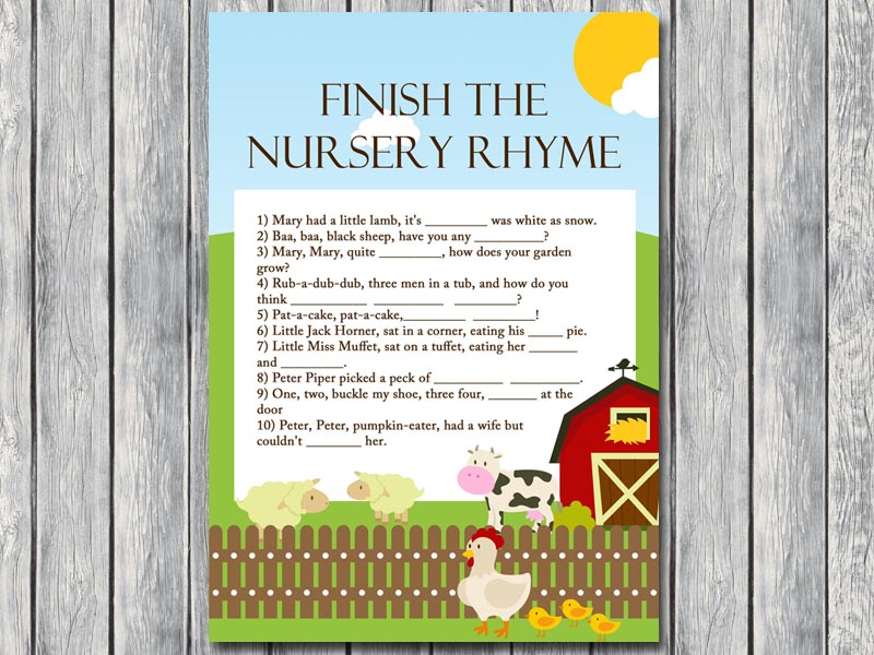 Farm Animals Baby Shower Games - Magical Printable