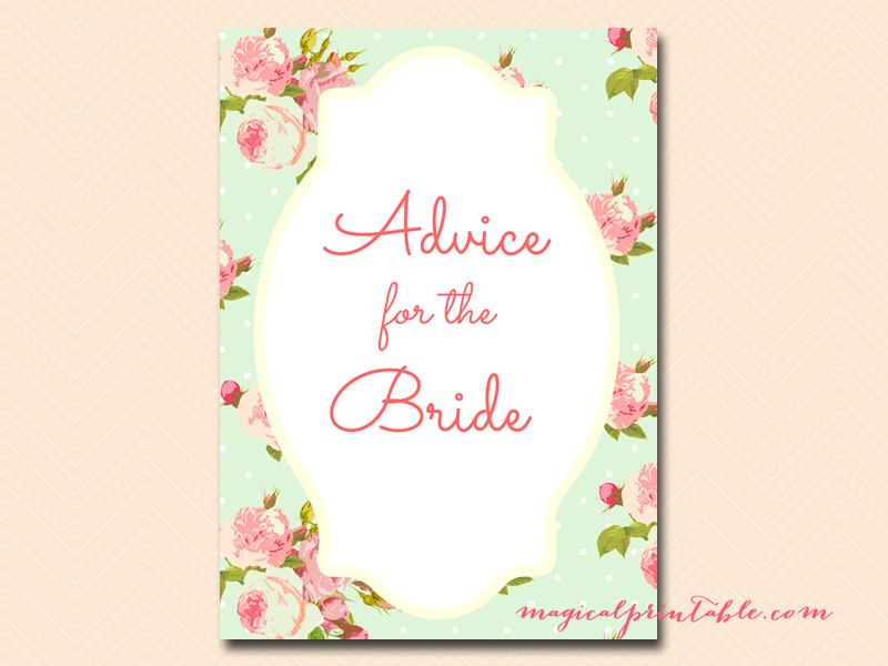 advice-for-the-bride-sign - Magical Printable