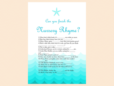 Beach, Nautical Baby Shower Games - Magical Printable