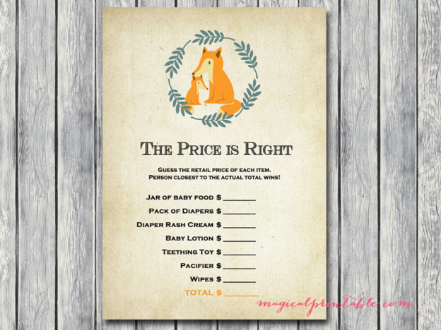 Printable Fox Baby Shower Game Pack - Magical Printable