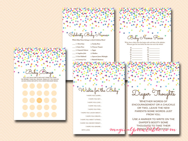 Baby Sprinkle Games, Confetti Baby Shower Games - Magical Printable