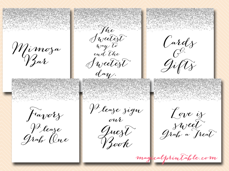 Printable Silver Confetti Decorative Signs - Magical Printable