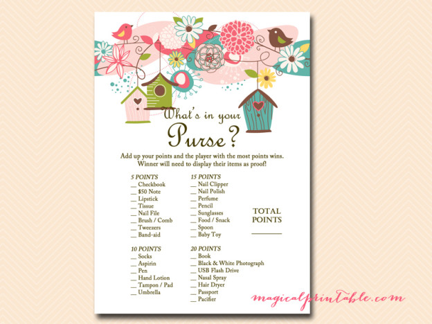 Bird Baby Shower Game Pack - Magical Printable