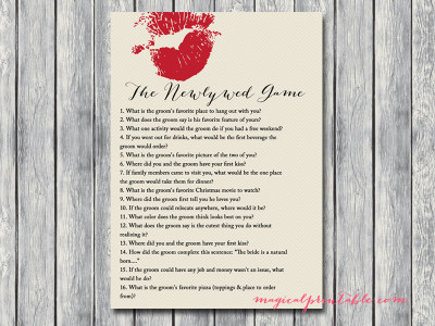 Red Kiss Bridal Shower Game Pack - Magical Printable