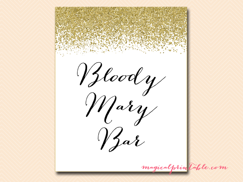 Printable Gold Glitter Wedding Signage - Bridal - Baby Shower