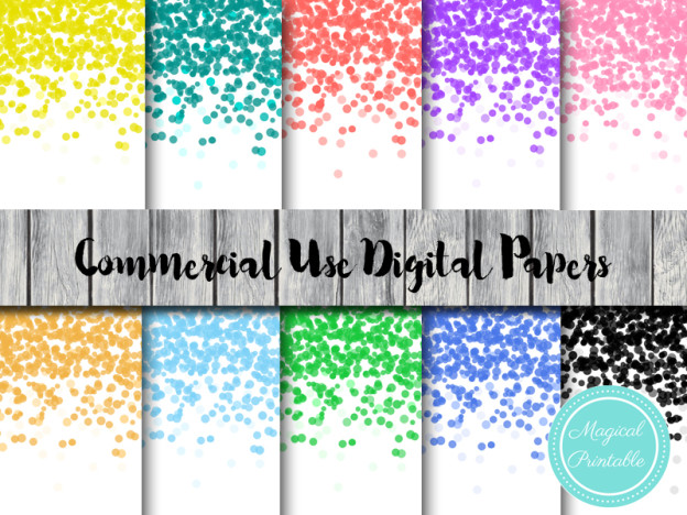 Colorful Confetti Digital Papers - Magical Printable