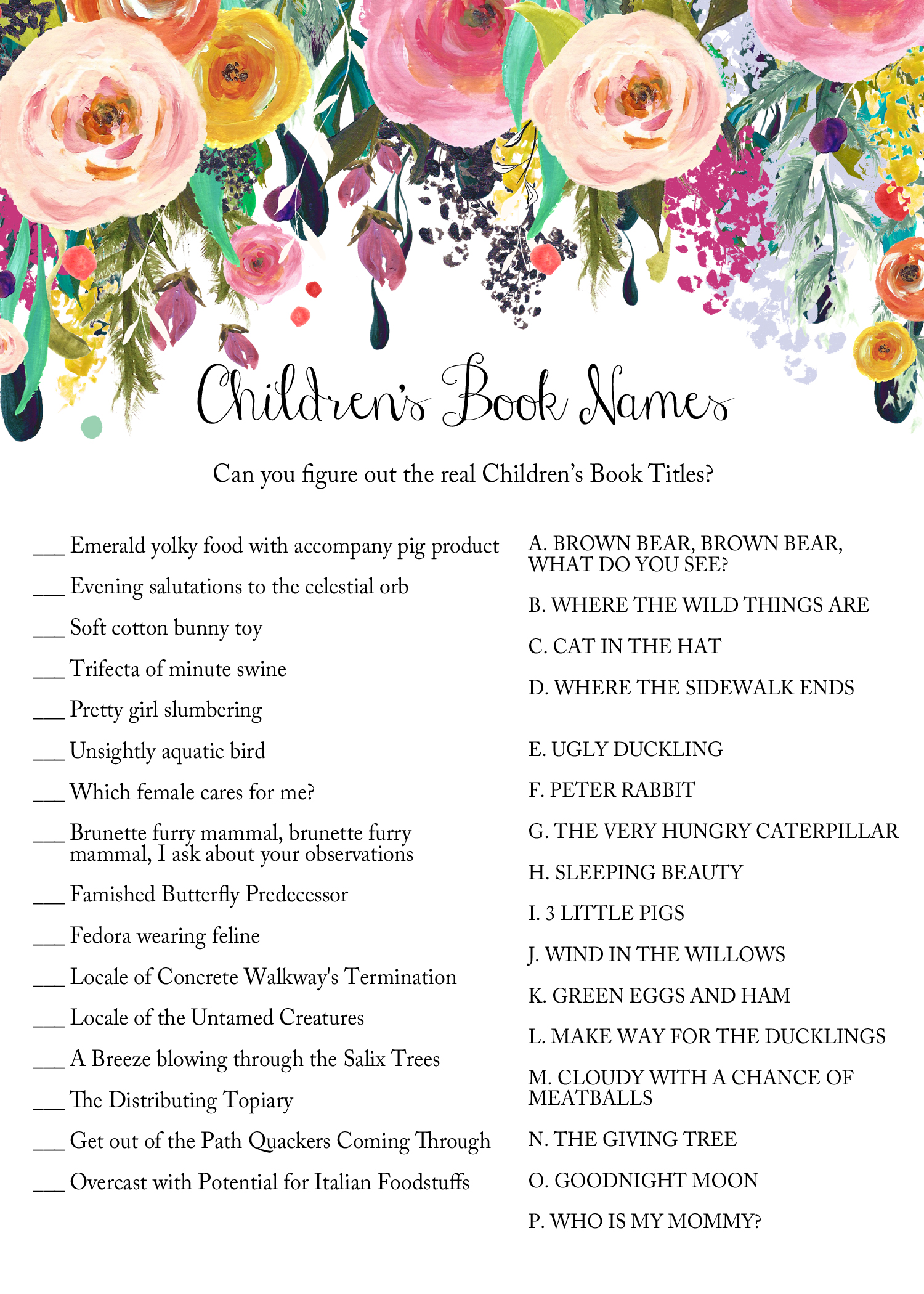 childrens-book-names-matching.jpg - Magical Printable