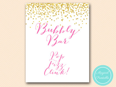 Hot Pink Gold Confetti Signages - Magical Printable