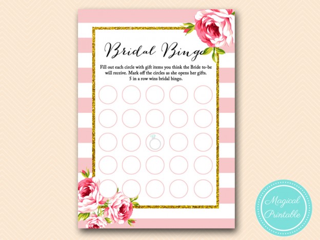 Floral Pink Chic Bridal Shower Games - Magical Printable