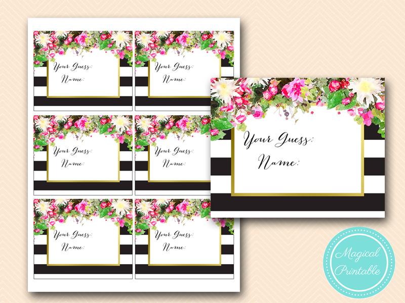 BS176-how-many-kisses-cards-pink-floral-bridal-shower-games - Magical ...