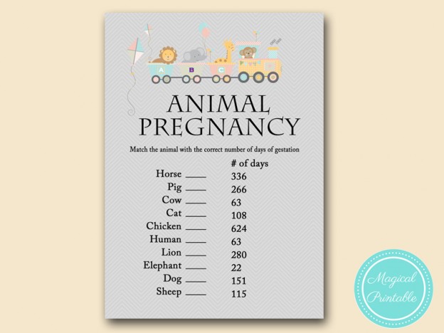 Animal Train Baby Shower Game Pack - Safari Jungle - Magical Printable