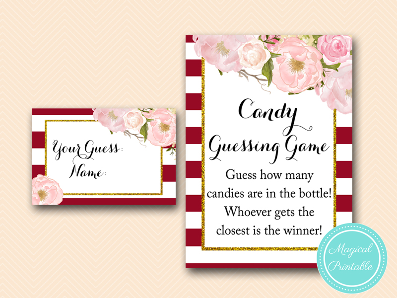 Burgundy Marsala Bridal Shower Games - Magical Printable