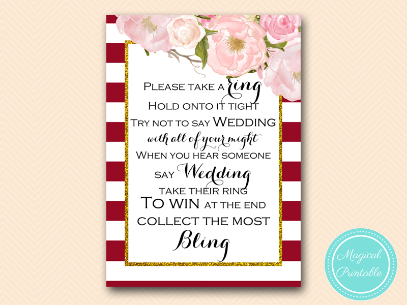 Burgundy Marsala Bridal Shower Games - Magical Printable