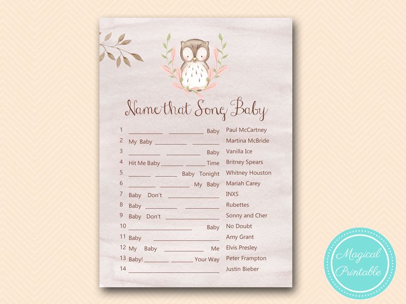Owl Baby Shower Games - Woodland - Magical Printable