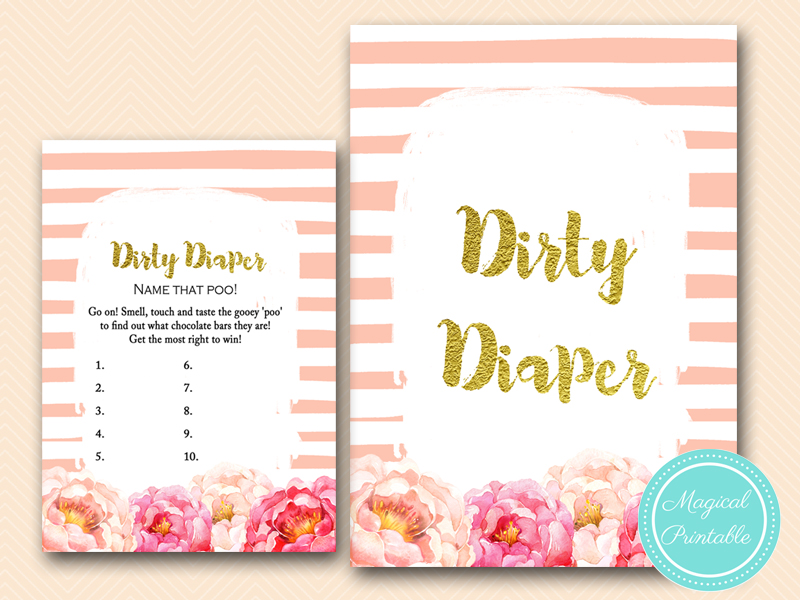 Peach Peonies Baby Shower Games Pack - Magical Printable