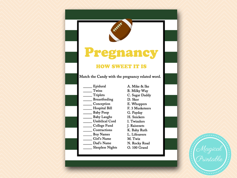 Green Football Baby Shower Games - Magical Printable