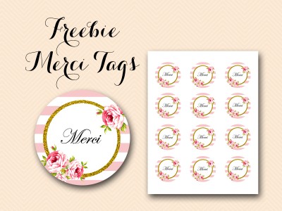Free Pink Chic Merci Tags Printable - Magical Printable