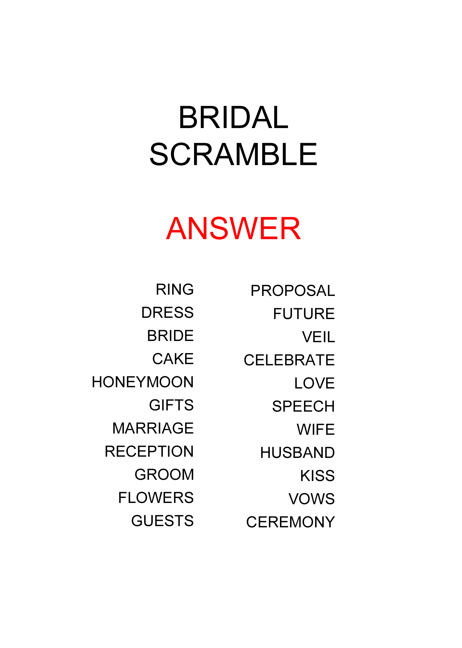 BS426 scramble bridal ANSWER jpg Magical Printable BS426 scramble bridal ANSWER jpg Magical Printable