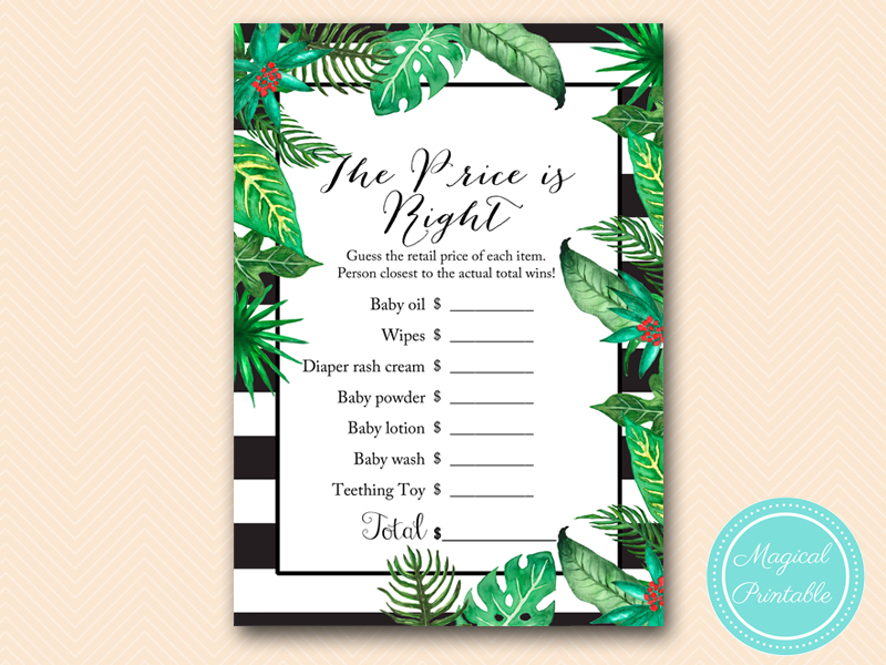 Luau Tropical Baby Shower Games - Magical Printable