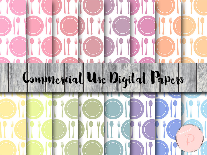 dp105 Kitchen Silverware Digital Paper - Magical Printable