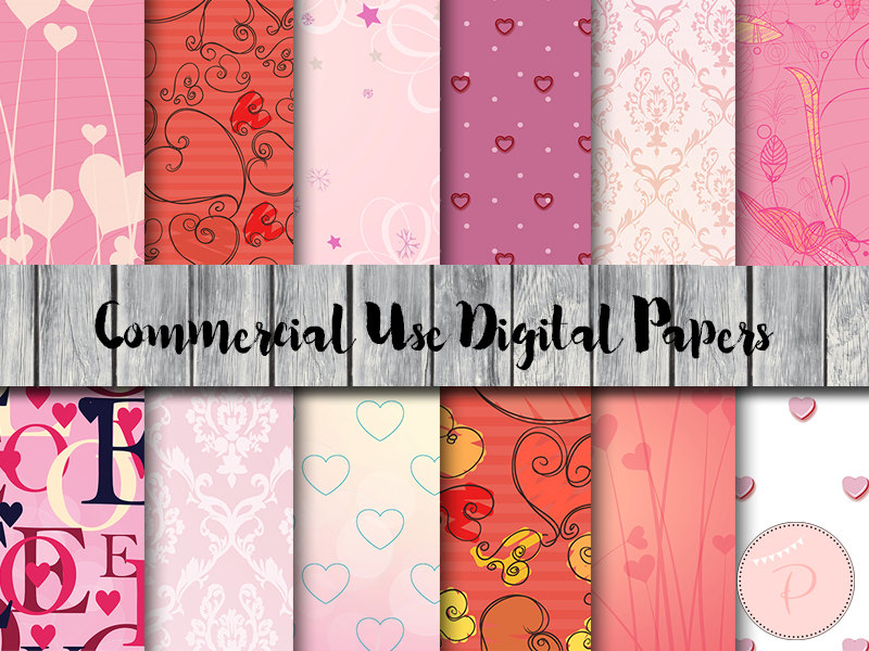 Valentines Love Digital Papers DP106 - Magical Printable