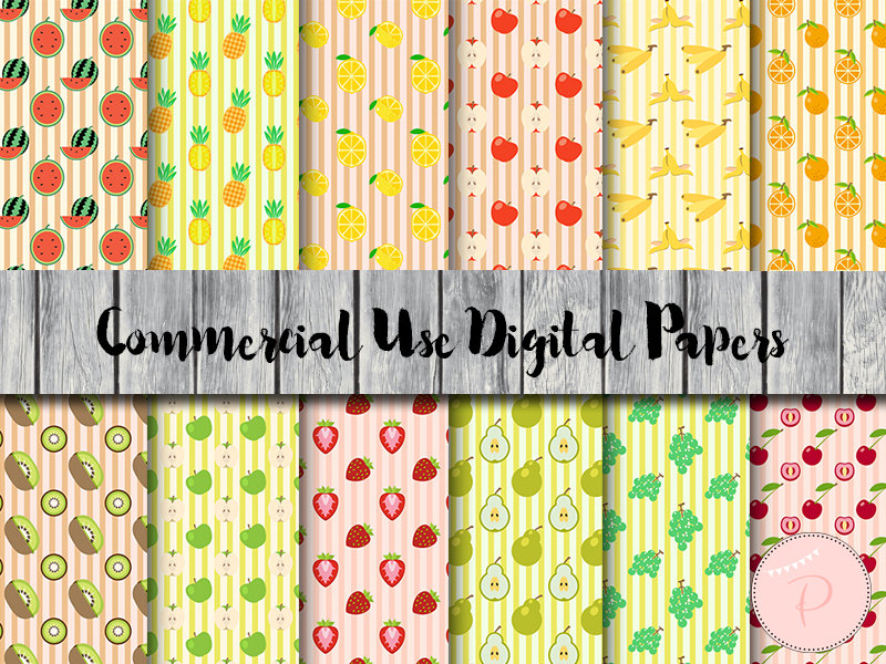 Fruits Digital Paper DP77 - Magical Printable