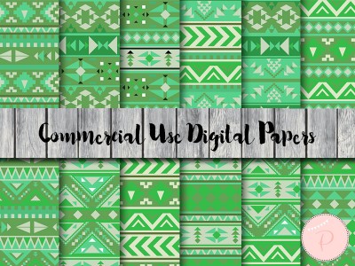 green aztec digital paper Boho DP57 - Magical Printable