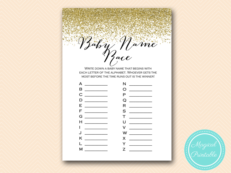 Printable Gold Glitter Baby Shower Game Pack