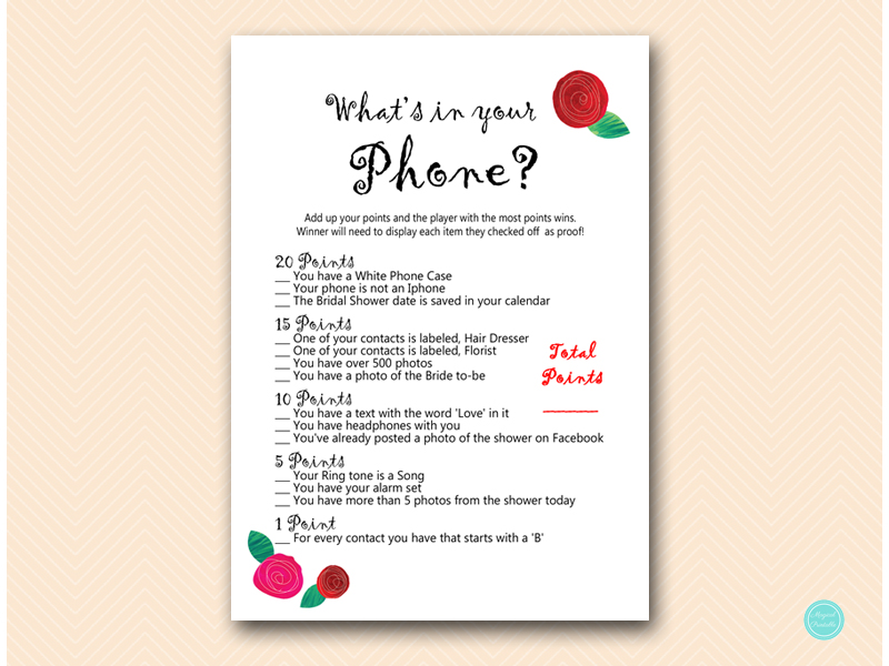 Rose Theme Bridal Shower Games - Magical Printable
