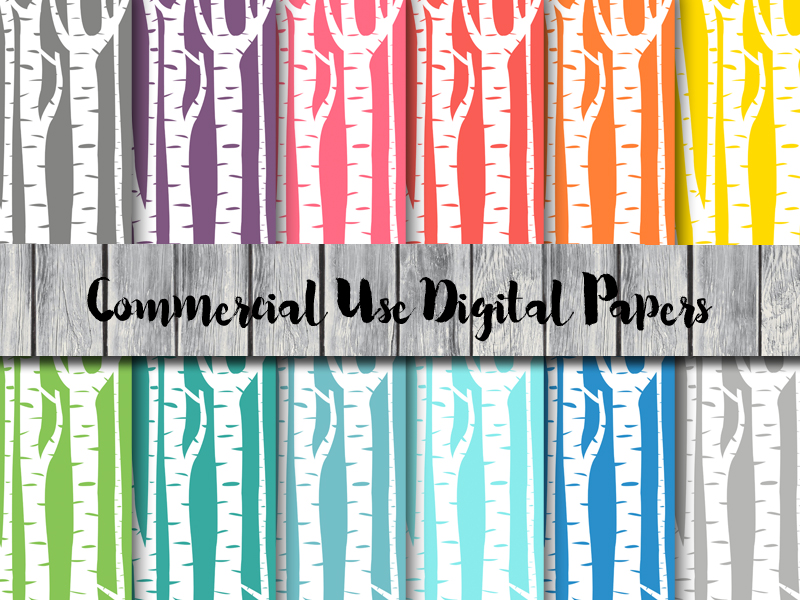 Rainbow Birch Tree Digital Paper - Magical Printable