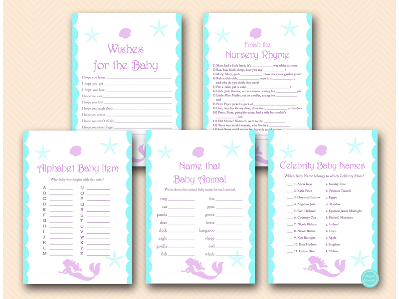 Mermaid Baby Shower Games Printable Mermaid Baby Shower Game Exclusive