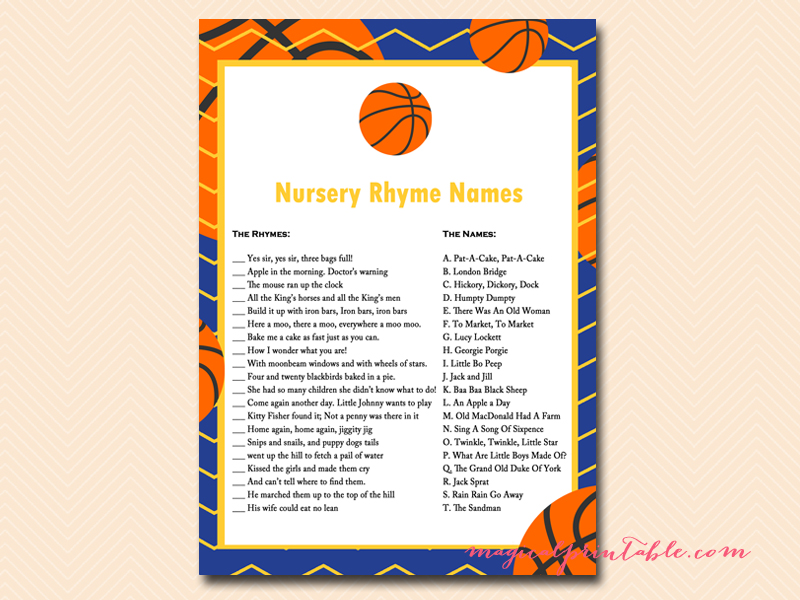 Blue and Yellow Basketball Baby Shower Game Pack - Magical Printable