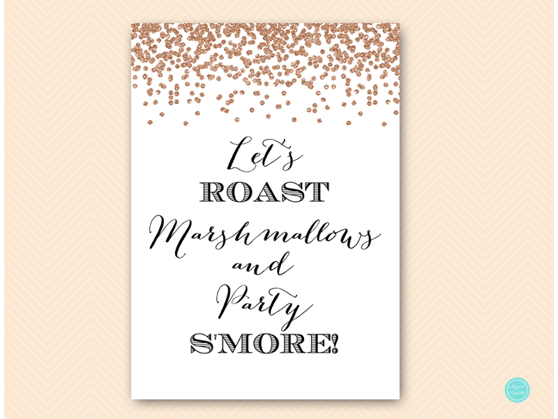 Rose Gold Let's Roast Marshmallow, S'mores Sign - Magical Printable
