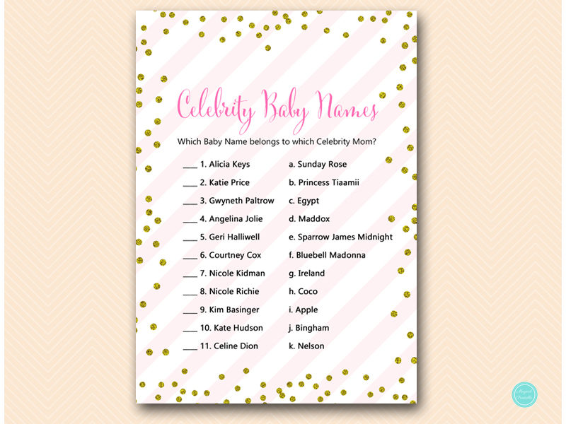 tlc477-celebrity-baby-names-pink-gold-baby-shower-games - Magical Printable