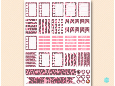 Pink Leopard Planner Stickers - Magical Printable
