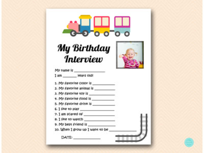 Train Birthday Interview Printable, Birthday Keepsake - Magical Printable