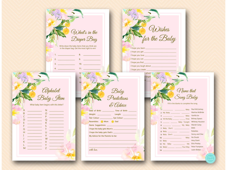 Pink Garden Baby Shower Game Package - Magical Printable