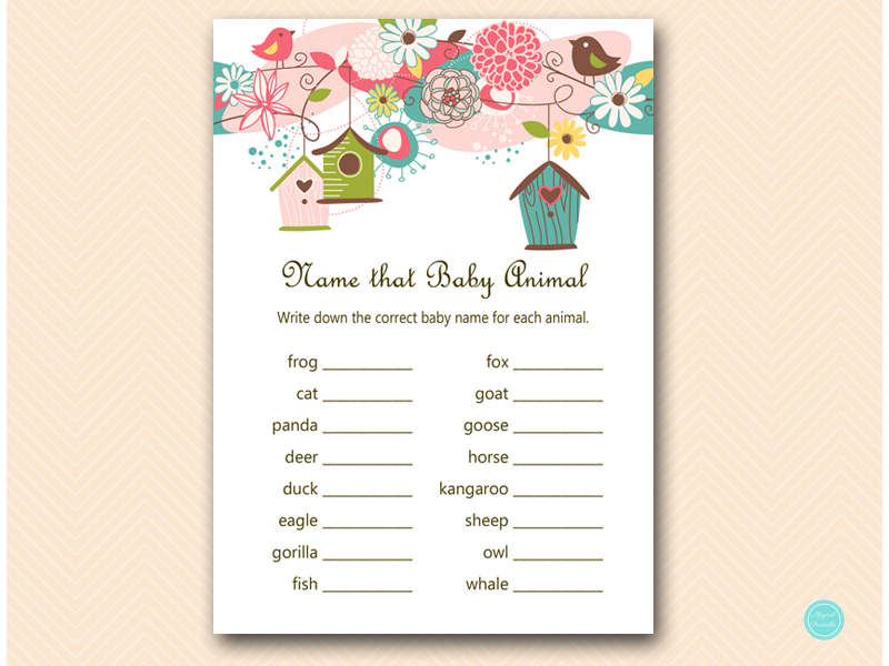 Bird Baby Shower Game Pack - Magical Printable