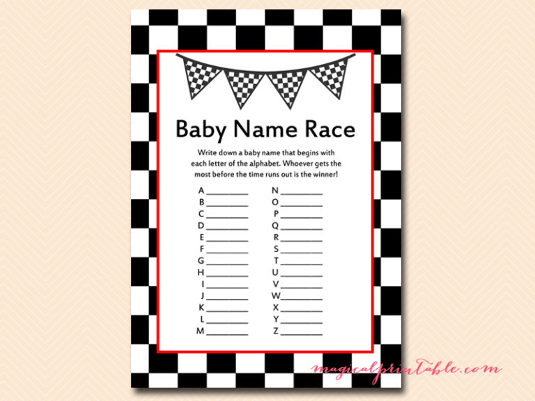 Racing Baby Shower Game Pack - Magical Printable