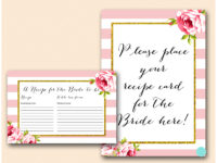 Pink Chic Recipe for the bride to be card - Magical Printable