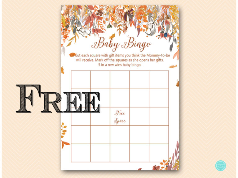 Free Autumn Fall Baby Shower Gift Bingo Cards - Magical Printable